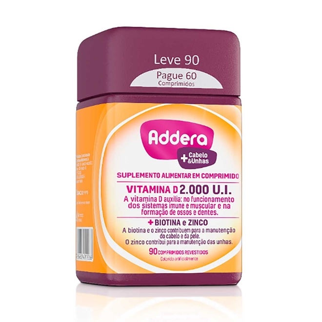 ADDERA + CABELO E UNHAS FRASCO 90 COMPRIMIDOS - ADDERA + CABELO E UNHAS ...
