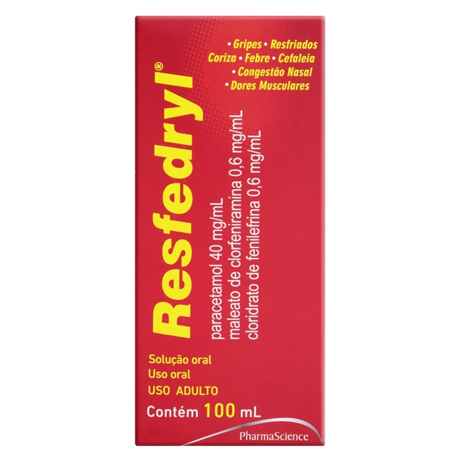 RESFEDRYL SOL PHARMASCIENCE 100ML - RESFEDRYL SOLUCAO ORAL 100ML - NÃO ...
