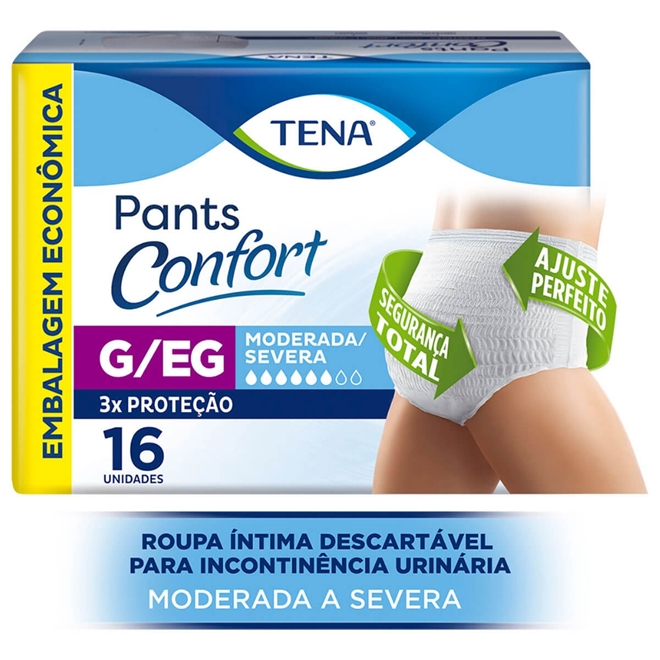 FRALDA TENA PANTS CONFORT GERIAT TAMANHO G/EG 16 UNIDADES - FRALDA GERIATRICA TENA PANTS CONFORT ...