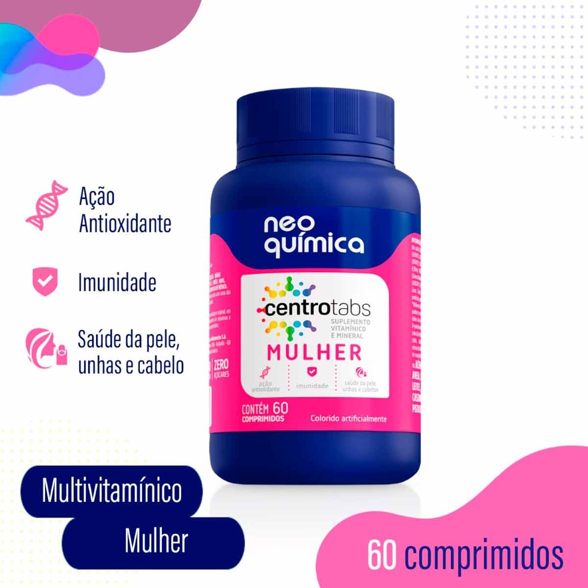 CENTROTABS MULHER 60 COMPRIMIDOS - VITAMINAS NEO QUIMICA MULHER 60 ...