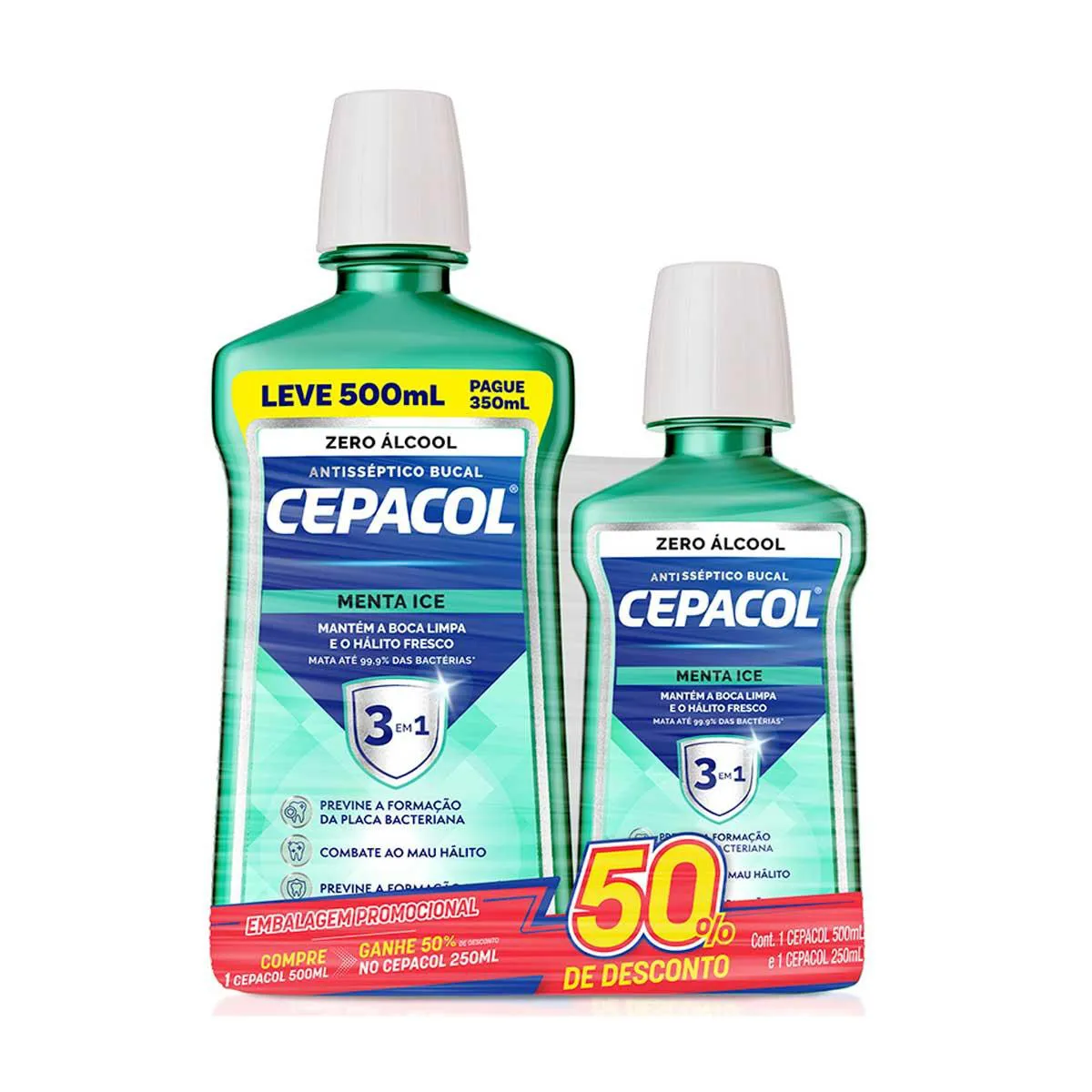 KIT SOLUCAO BUCAL CEPACOL MENTA ICE SEM ALCOOL 500ML + 250ML - KIT ...
