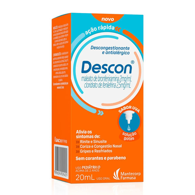 DESCON 2+2,5MG/ML GOTAS 20ML - DESCON 2+2,5MG/ML GOTAS 20ML - NÃO DEFINIDO